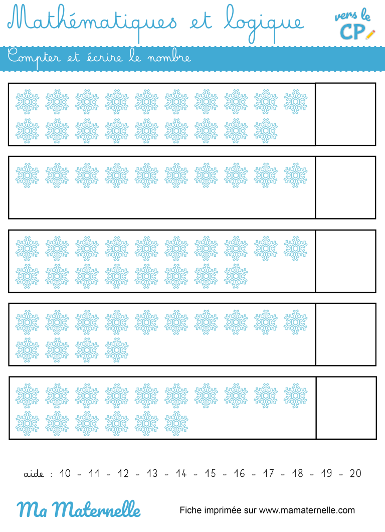 Mathématiques et logique : compter et écrire le nombre - Ma Maternelle