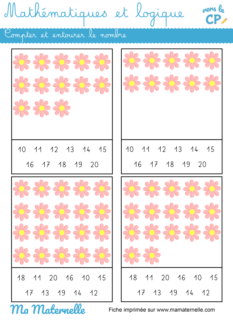 Mathématiques et logique : compter et entourer le nombre - Ma Maternelle