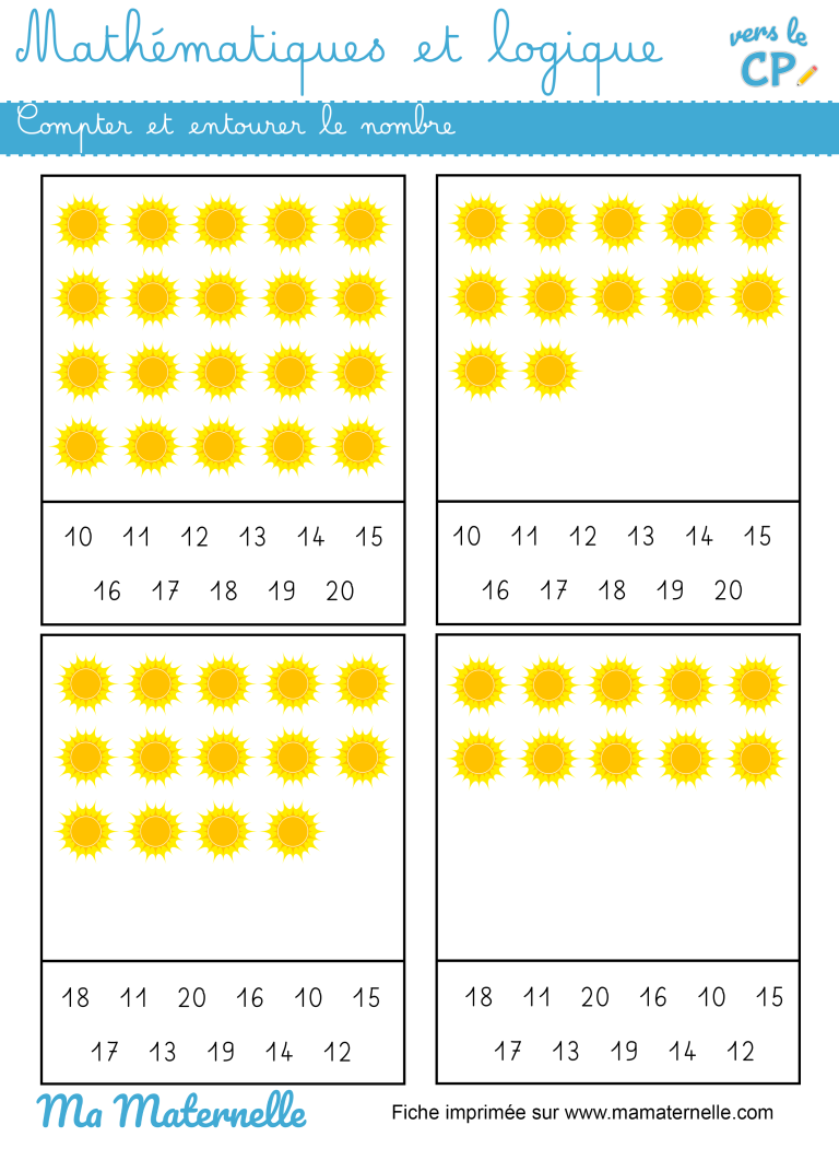 Mathématiques et logique : compter et entourer le nombre - Ma Maternelle