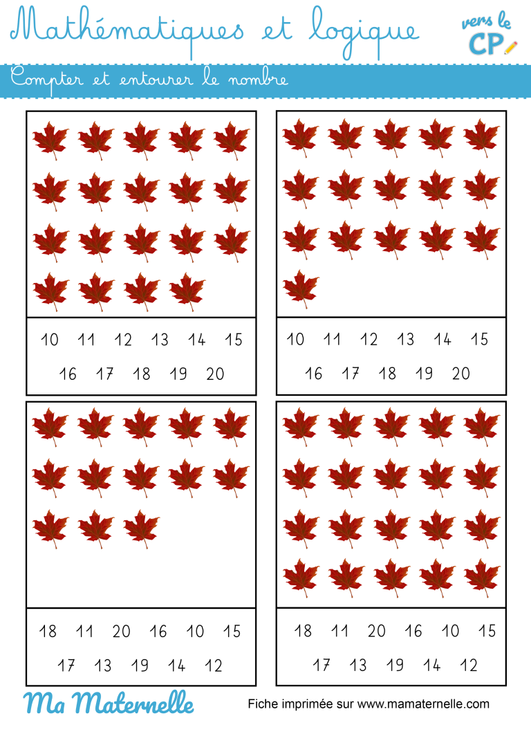 Mathématiques et logique : compter et entourer le nombre - Ma Maternelle