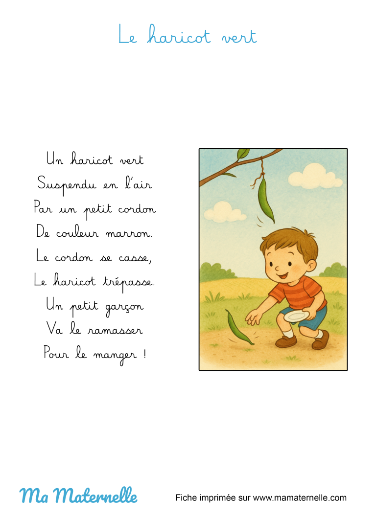 Chanson : le haricot vert - Ma Maternelle