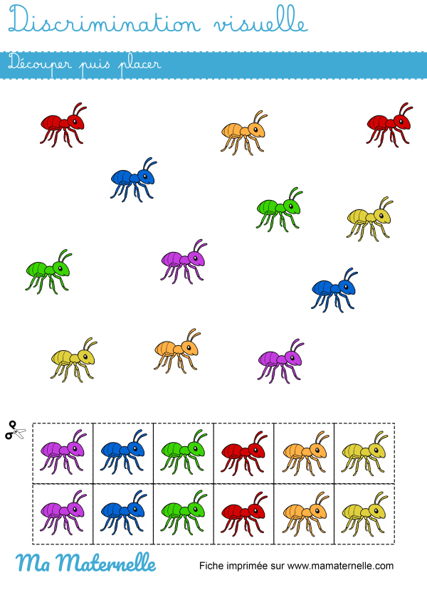 Discrimination visuelle : découper puis placer - Ma Maternelle