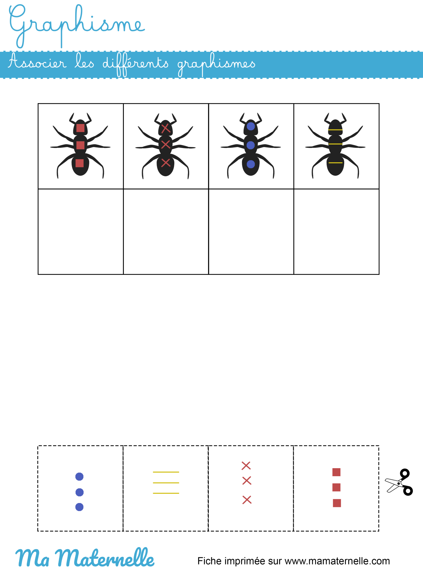 Graphisme : associer les différents graphismes - Ma Maternelle