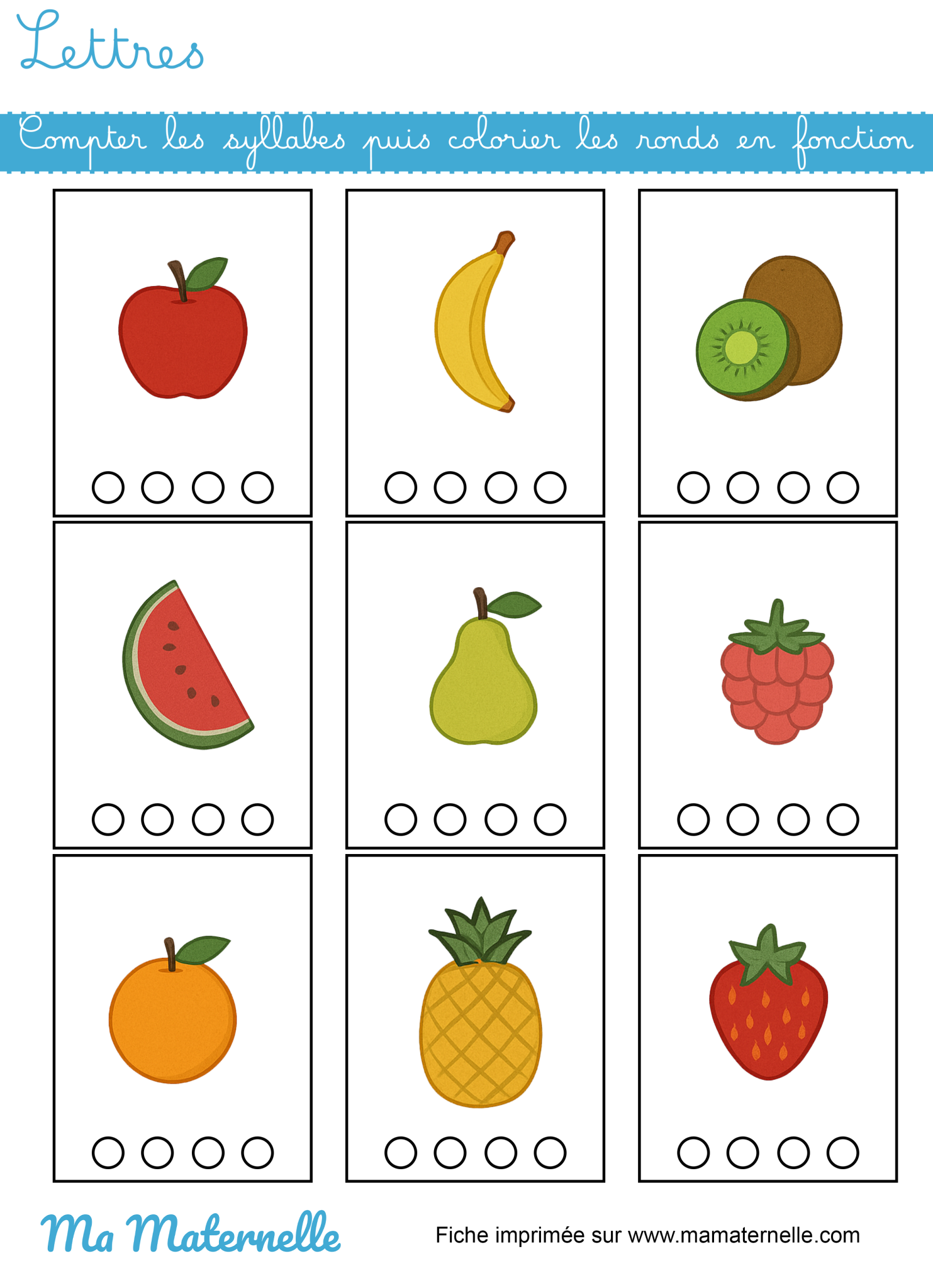 Lettres : compter les syllabes - Ma Maternelle