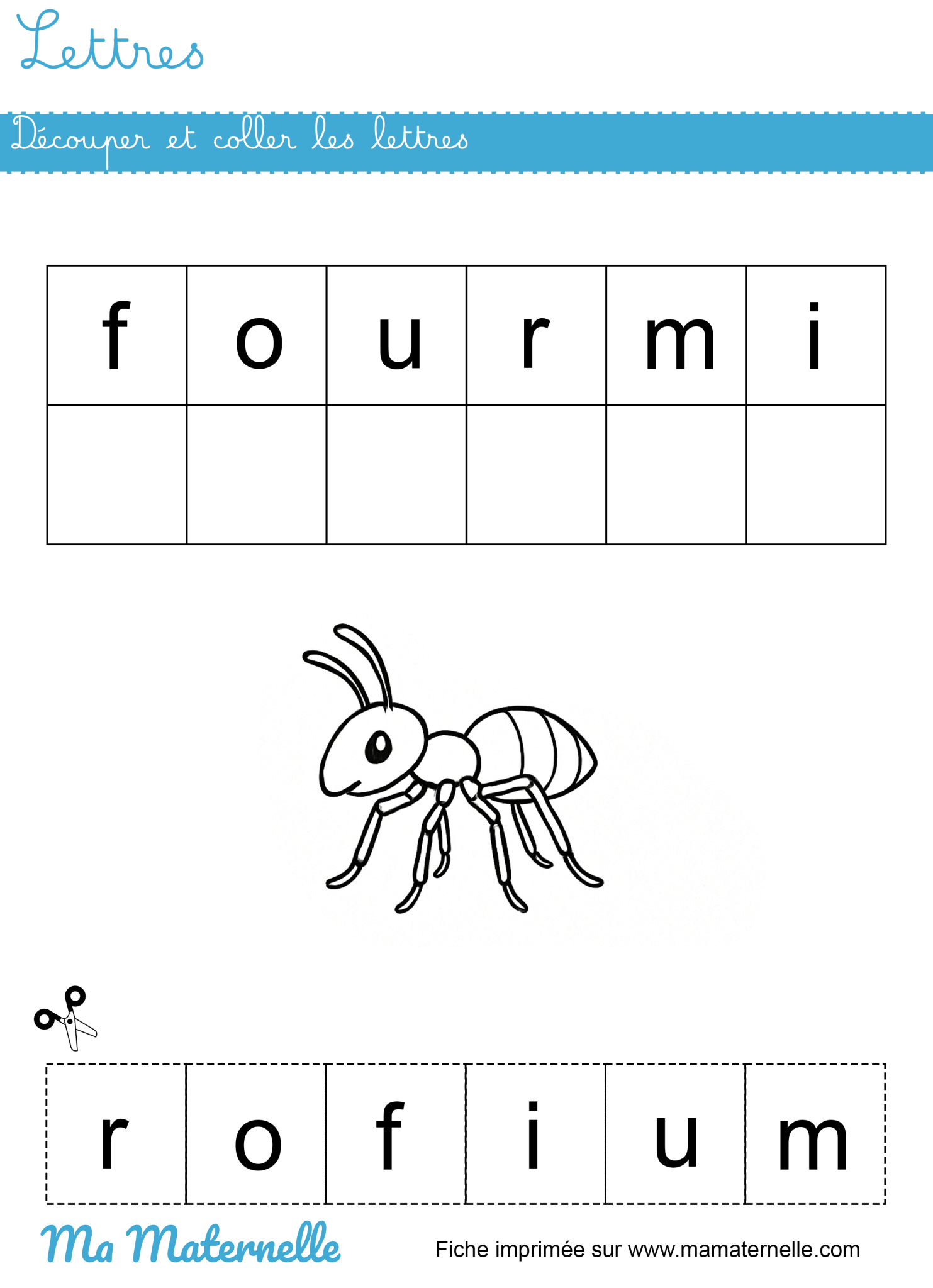 Lettres : découper et coller les lettres - Ma Maternelle