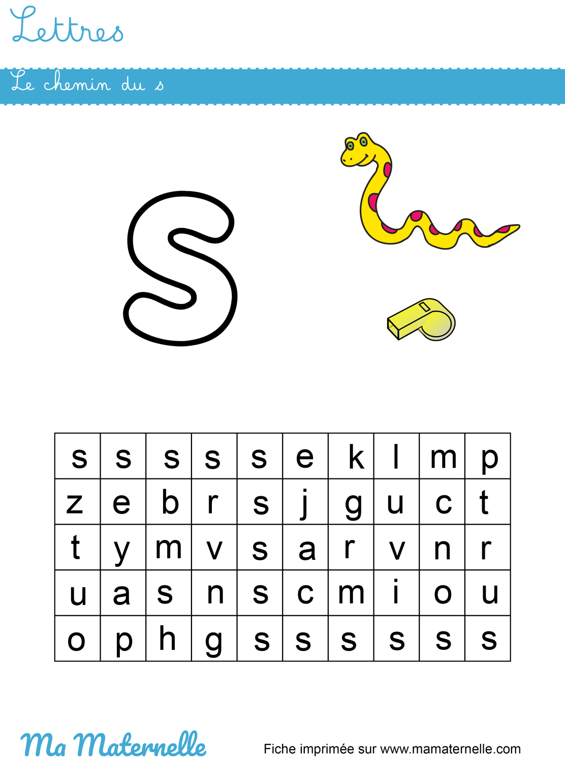 Lettres : le chemin du s - Ma Maternelle