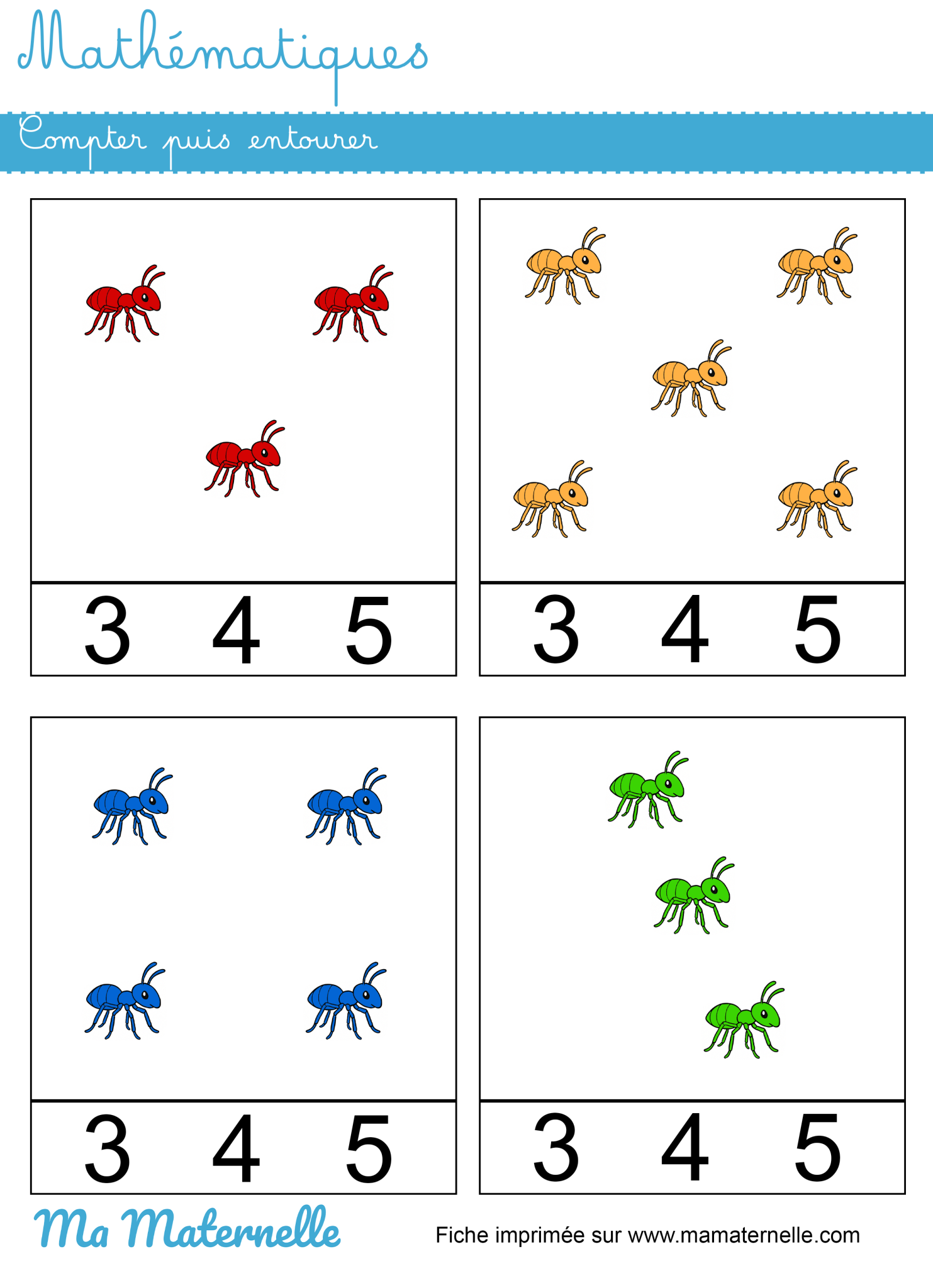 Mathématiques : compter puis entourer - Ma Maternelle