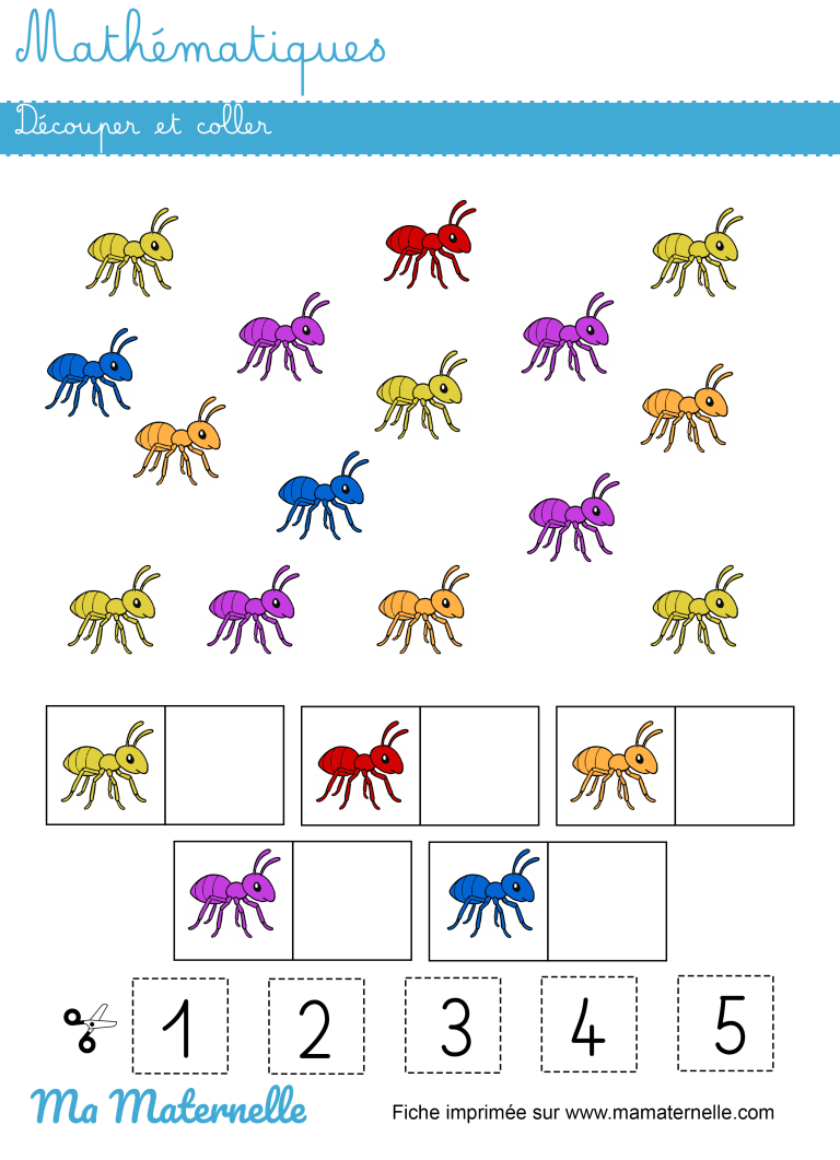 Mathématiques : découper et coller - Ma Maternelle