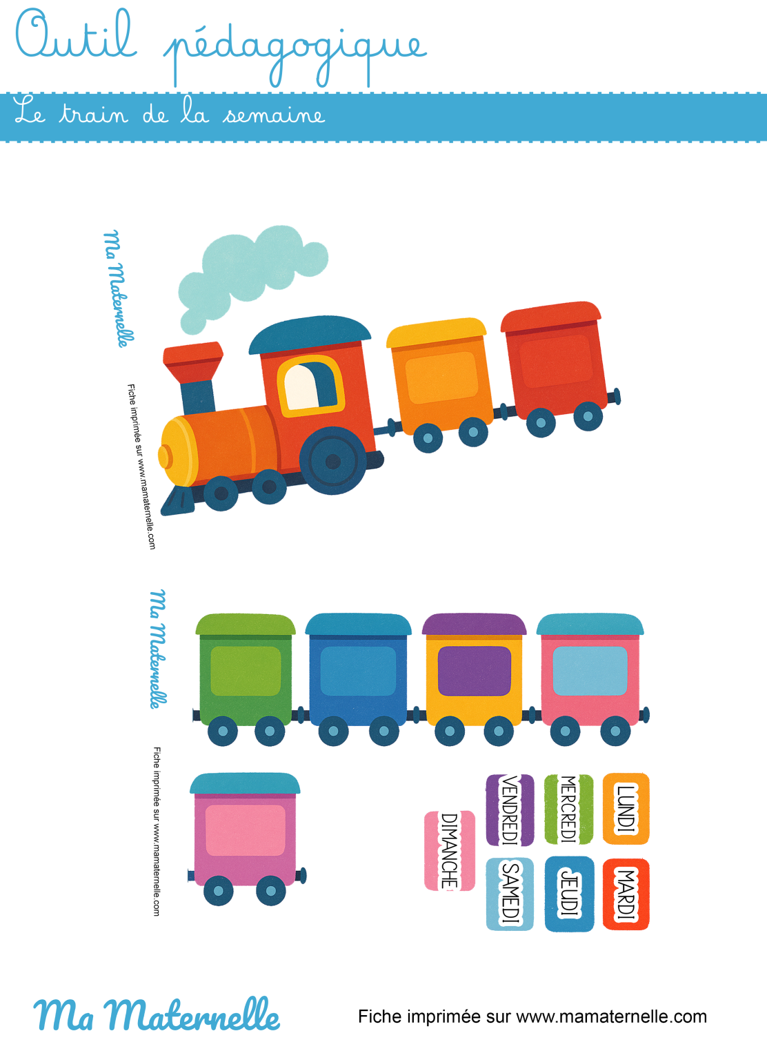 Outil pédagogique : le train de la semaine - Ma Maternelle