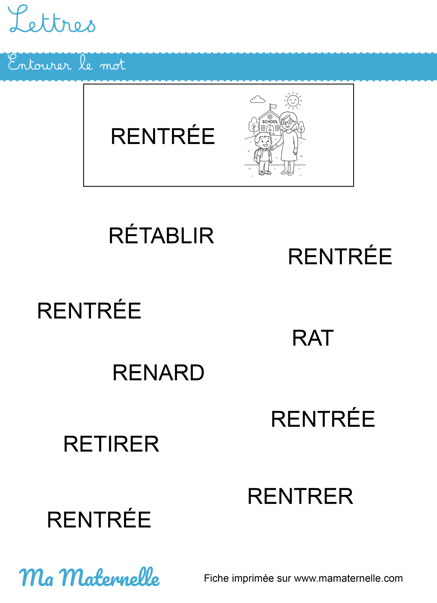 Lettres : entourer le mot - Ma Maternelle
