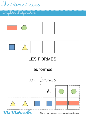 Mathématiques : compléter l'algorithme - Ma Maternelle