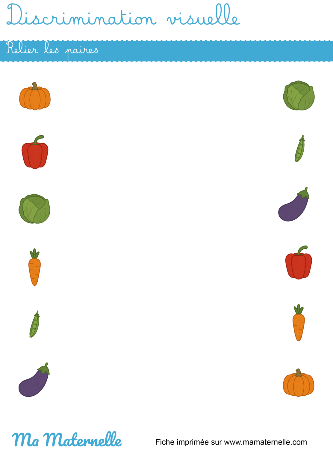 Discrimination visuelle : relier les paires - Ma Maternelle