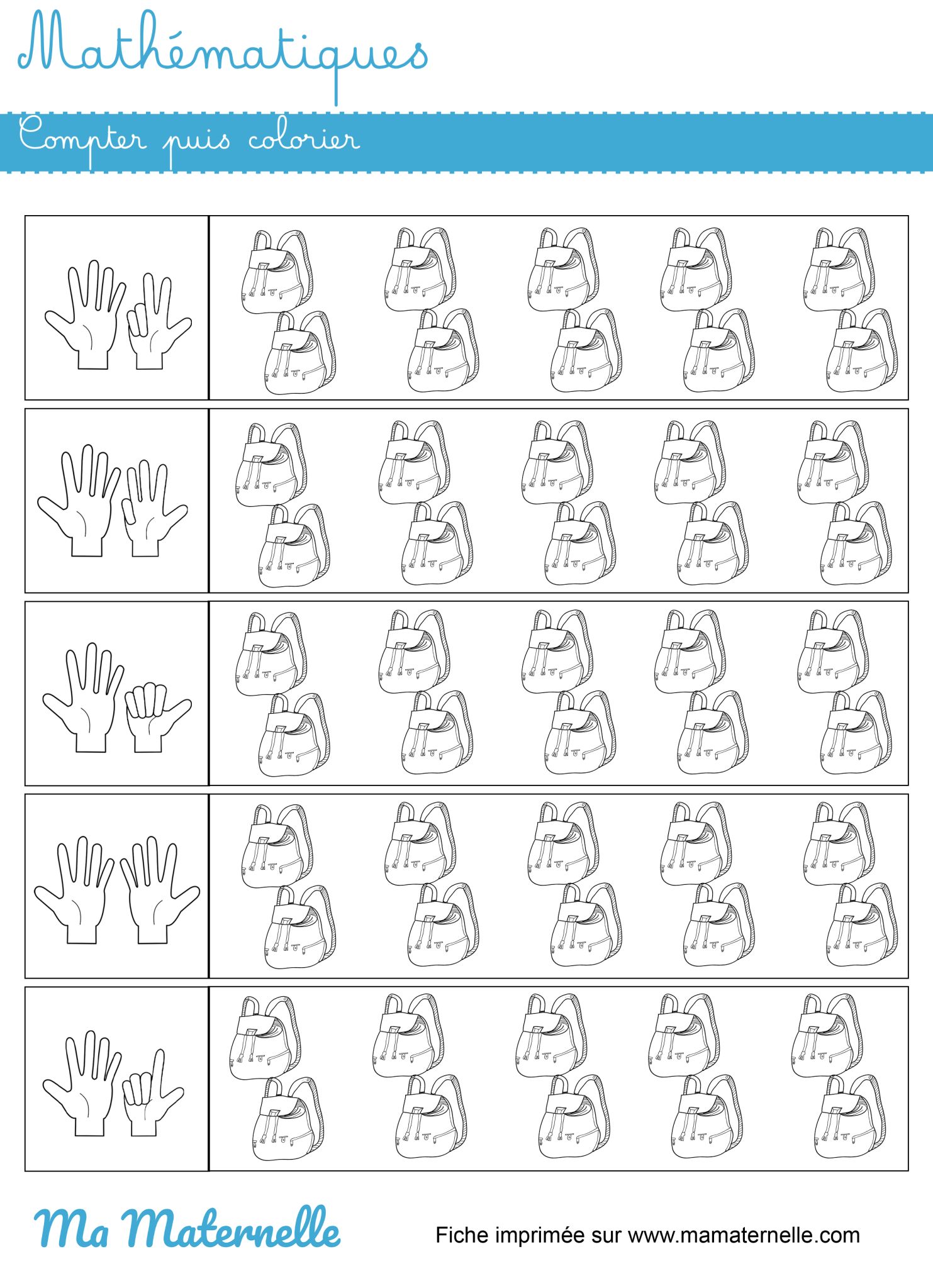 Mathématiques : compter puis colorier - Ma Maternelle