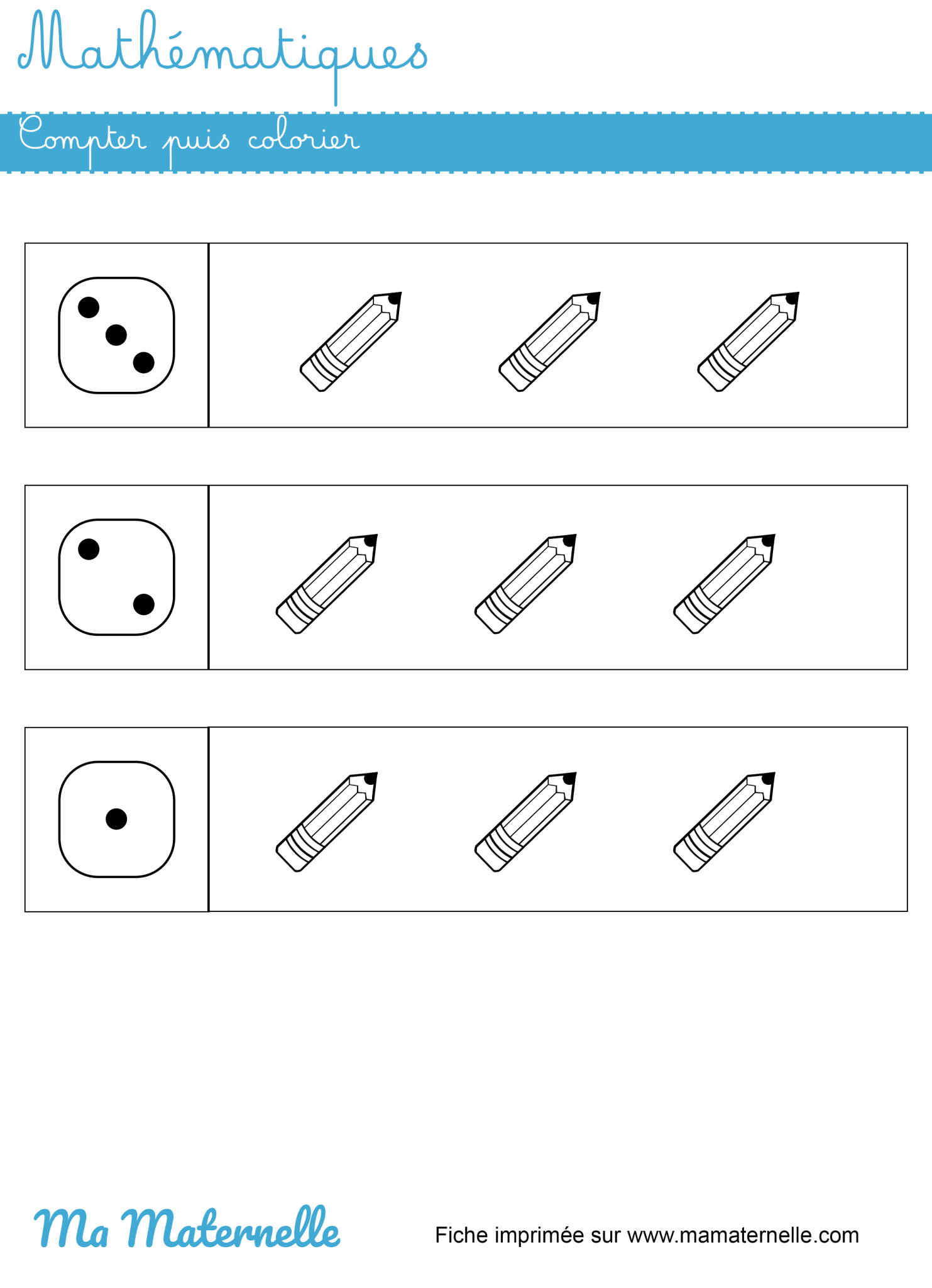 Mathématiques : compter puis colorier - Ma Maternelle