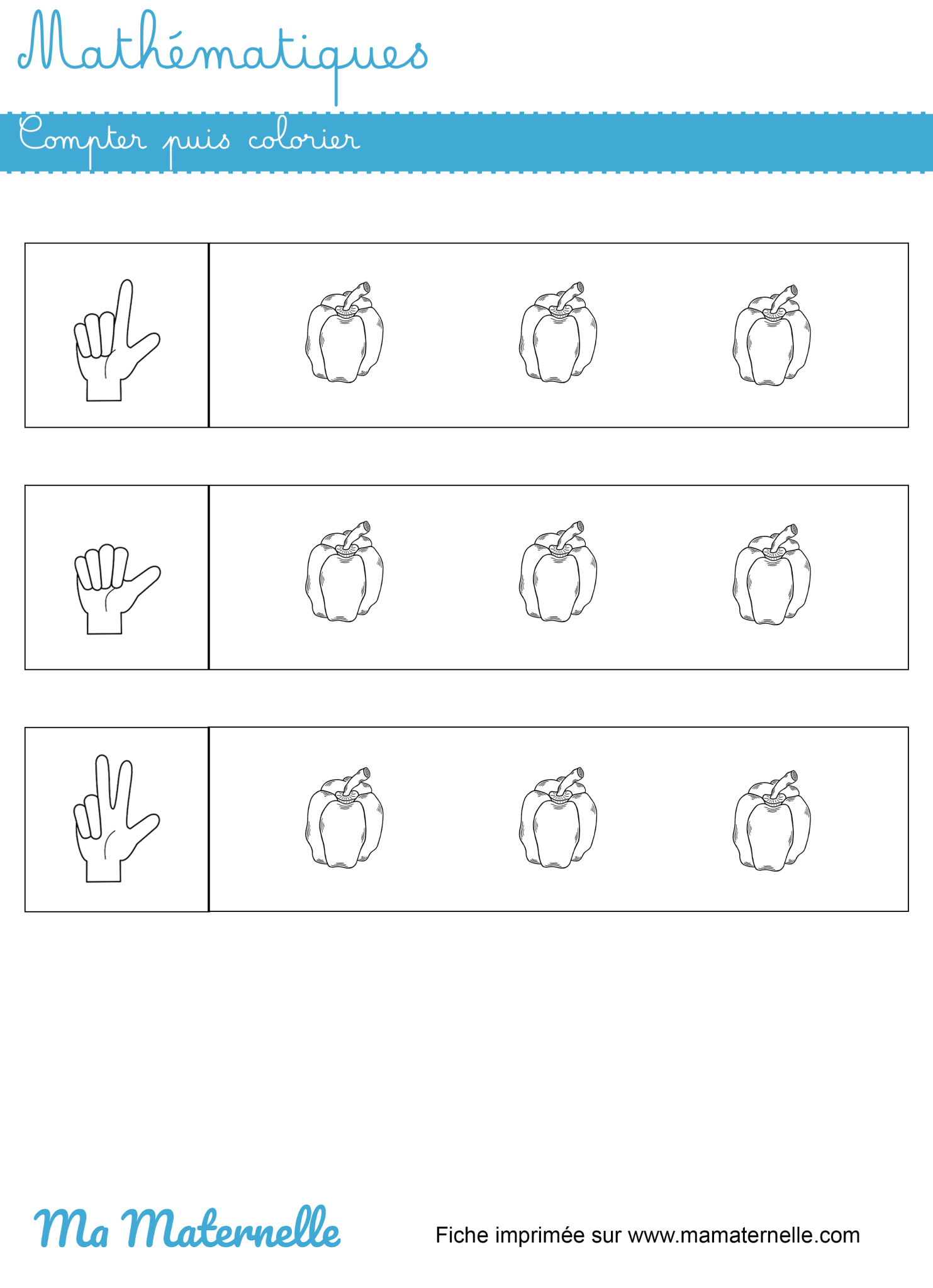 Mathématiques : compter puis colorier - Ma Maternelle