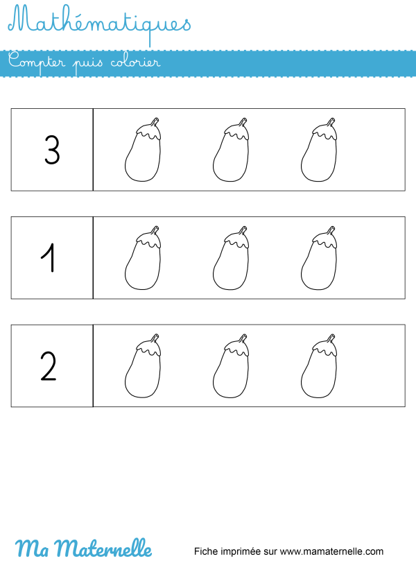Mathématiques : compter puis colorier - Ma Maternelle