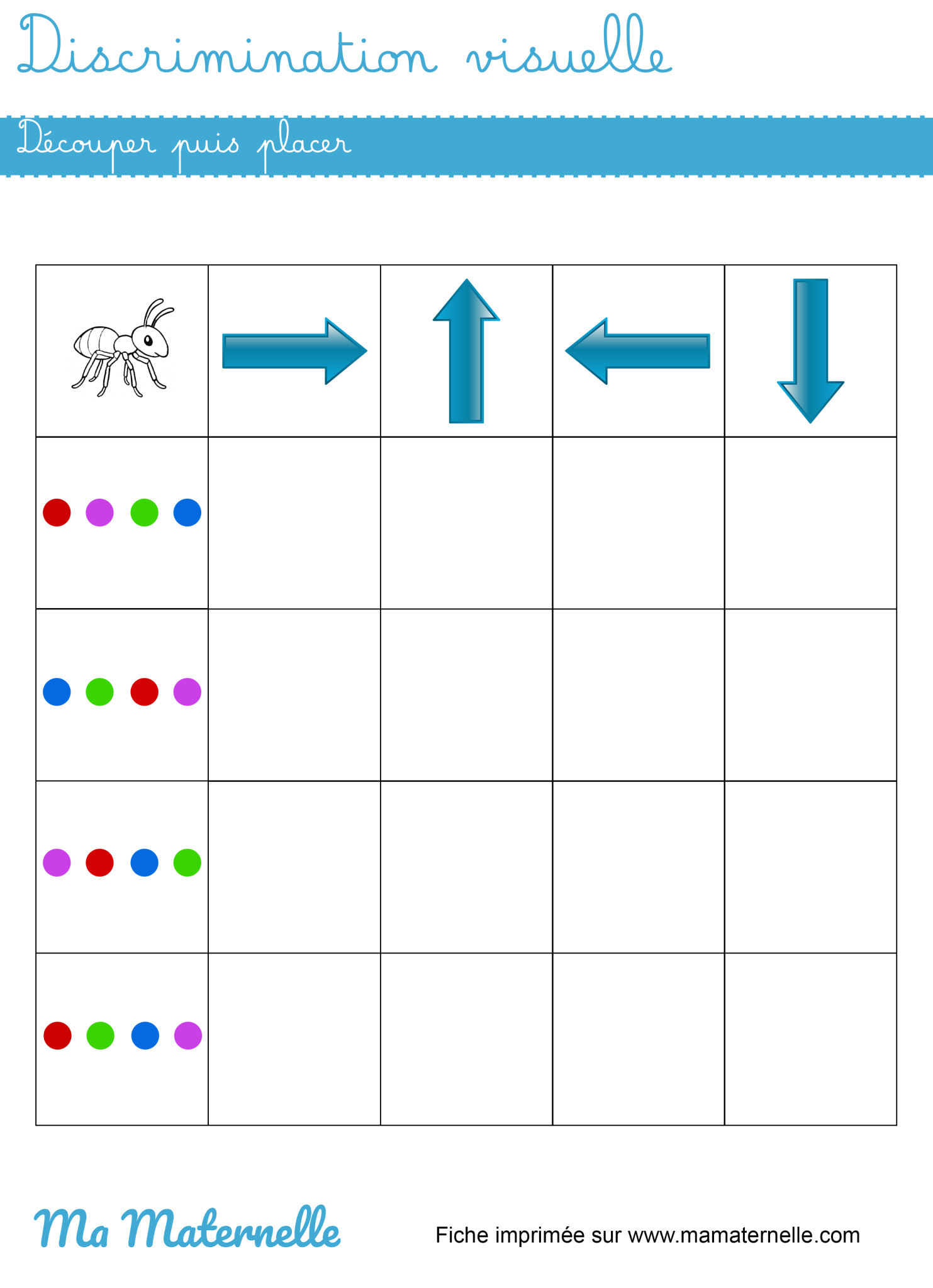Discrimination visuelle : découper puis placer - Ma Maternelle