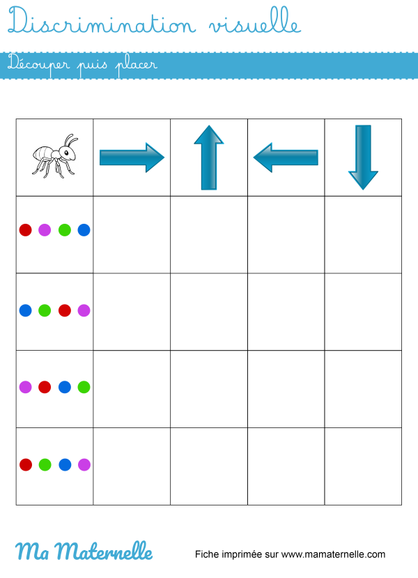 Discrimination visuelle : découper puis placer - Ma Maternelle