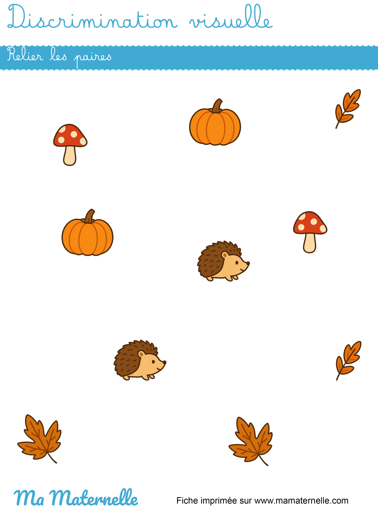 Discrimination visuelle : relier les paires - Ma Maternelle