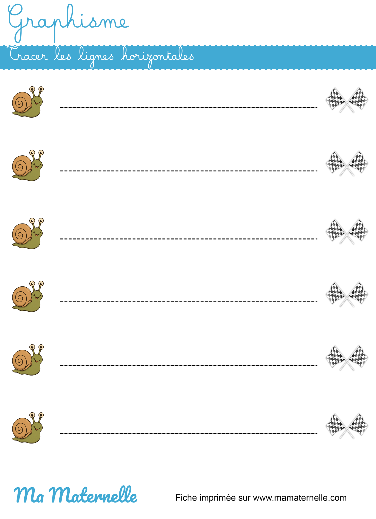 Graphisme : tracer des lignes horizontales - Ma Maternelle