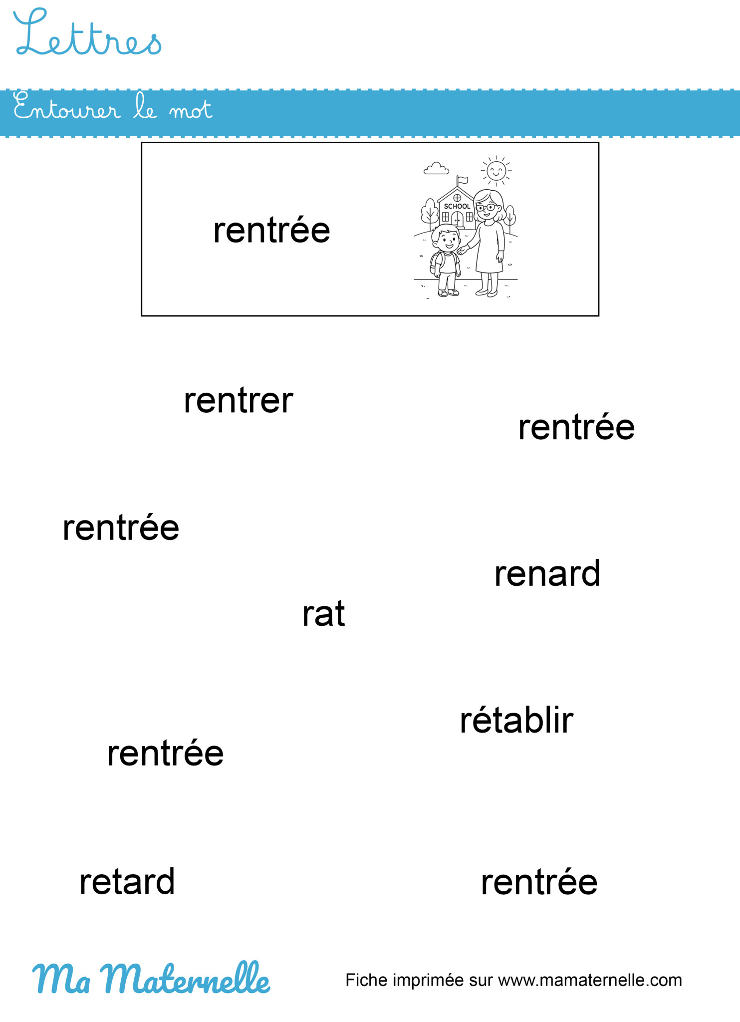 Lettres : entourer le mot - Ma Maternelle