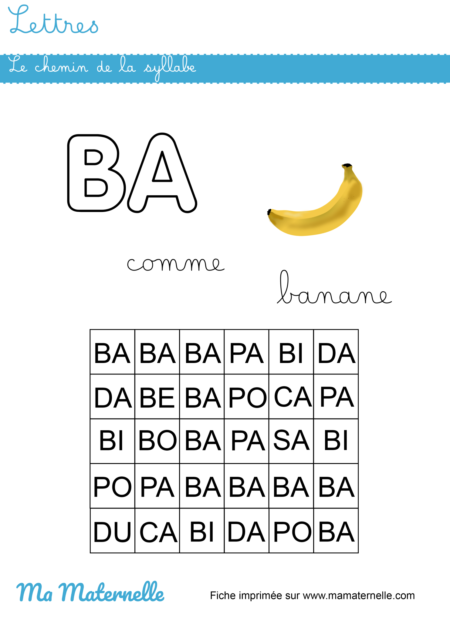 Lettres : le chemin de la syllabe - Ma Maternelle