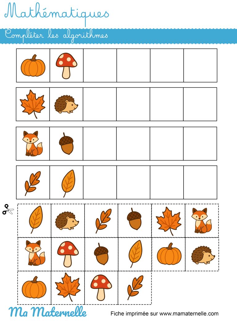 Mathématiques : compléter les algorithmes - Ma Maternelle