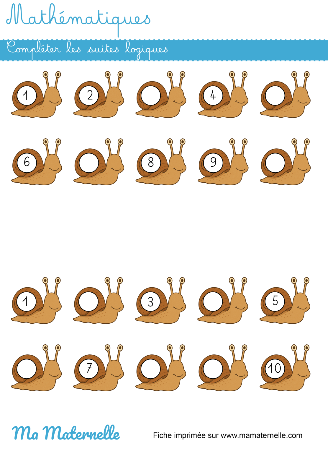 Mathématiques : compléter les suites logiques - Ma Maternelle