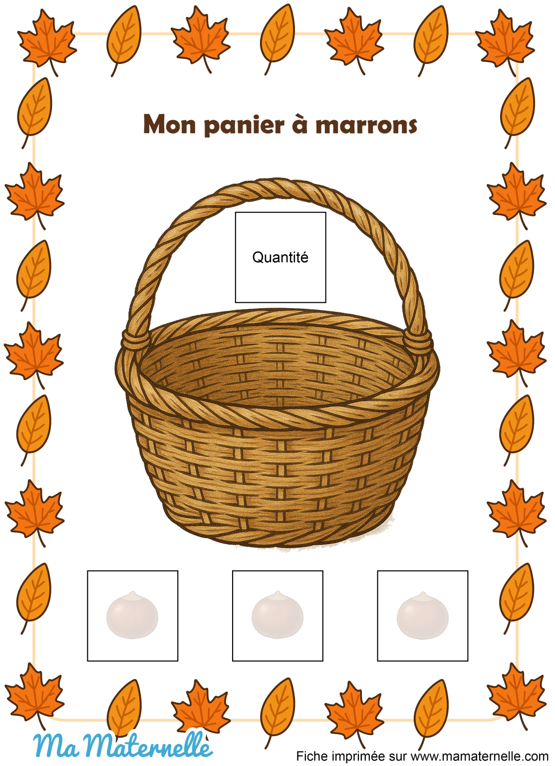 Mathématiques : mon panier à marrons - Ma Maternelle