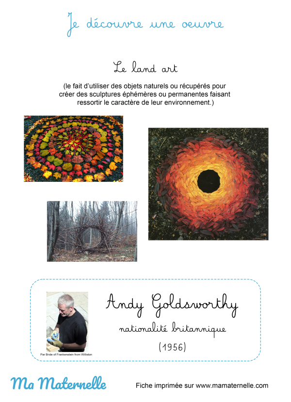 Art : à la manière de Goldsworthy - Ma Maternelle
