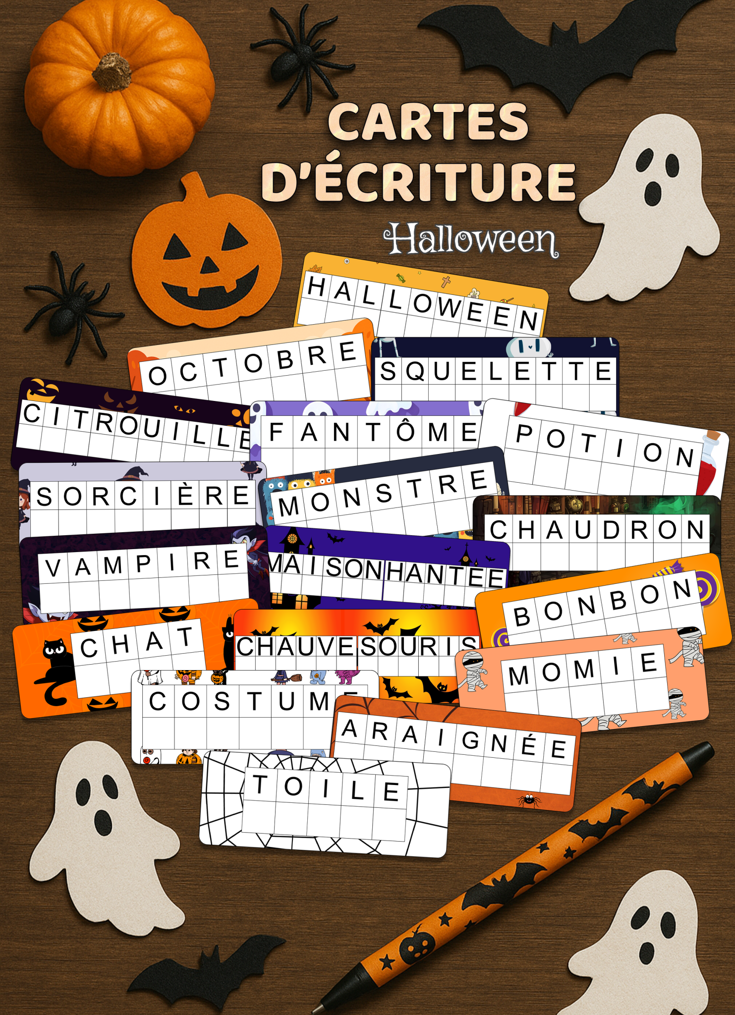 Cartes d'écriture : Halloween - Ma Maternelle