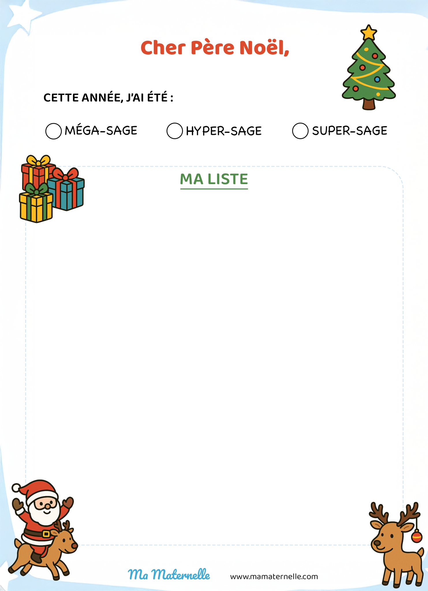 Ma liste au père noël - Ma Maternelle