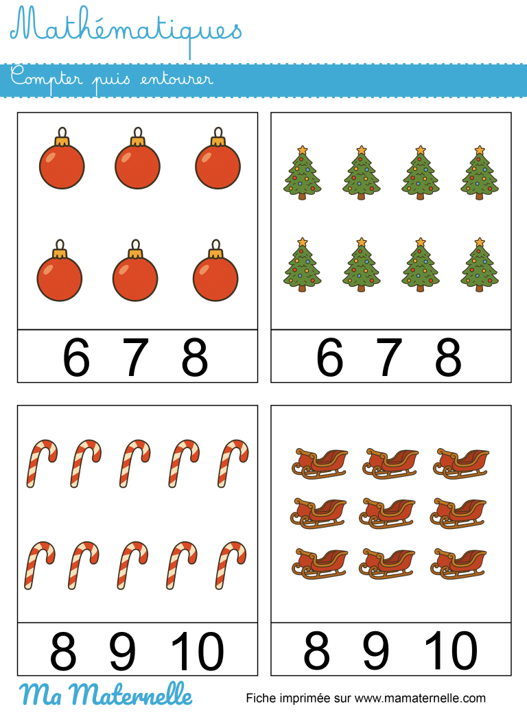 Mathématiques : compter puis entourer - Ma Maternelle