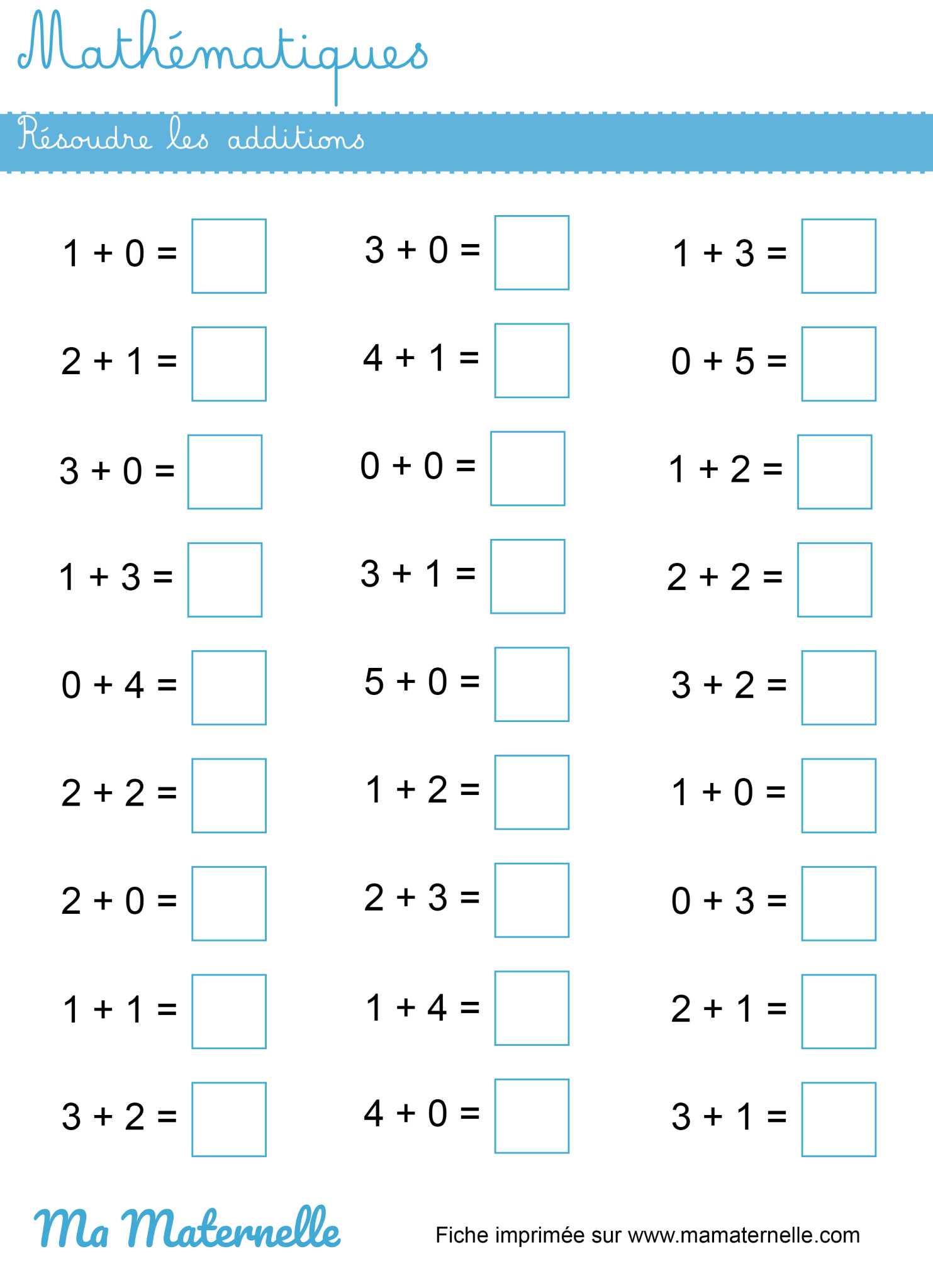 Mathématiques : résoudre les additions - Ma Maternelle