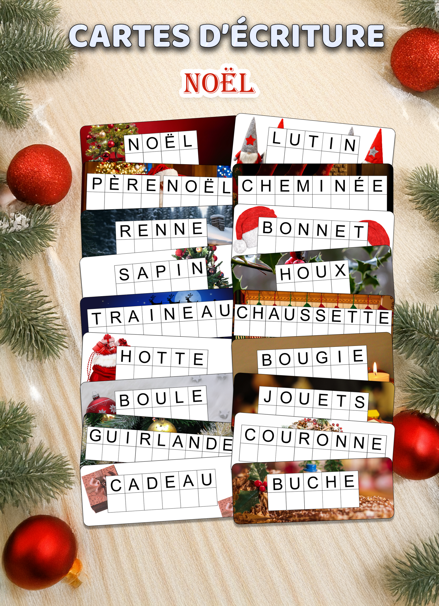 Cartes d'écriture : Noël - Ma Maternelle