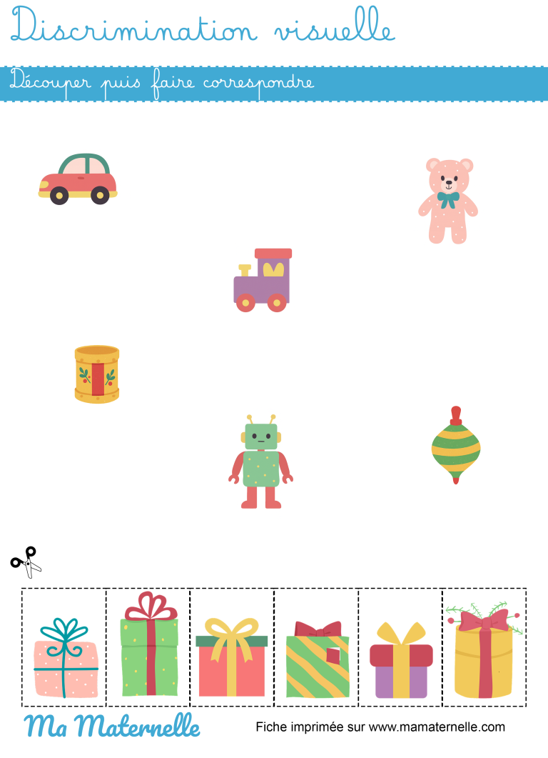 Discrimination visuelle : découper puis faire correspondre - Ma Maternelle