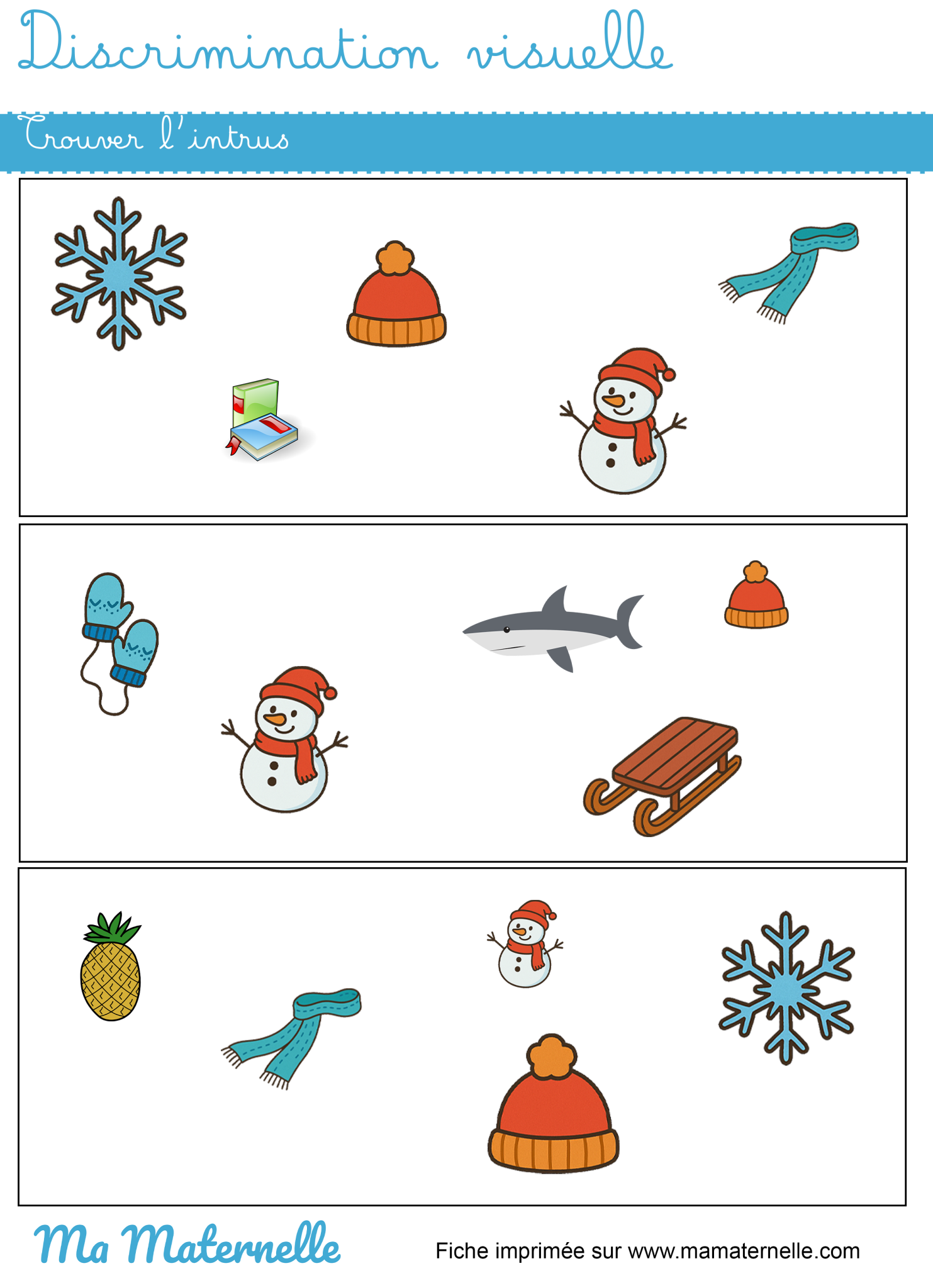 Discrimination visuelle : trouver l'intrus - Ma Maternelle