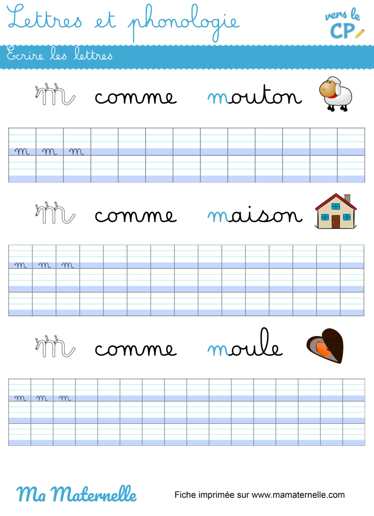 Lettres et phonologie : écrire les lettres - Ma Maternelle