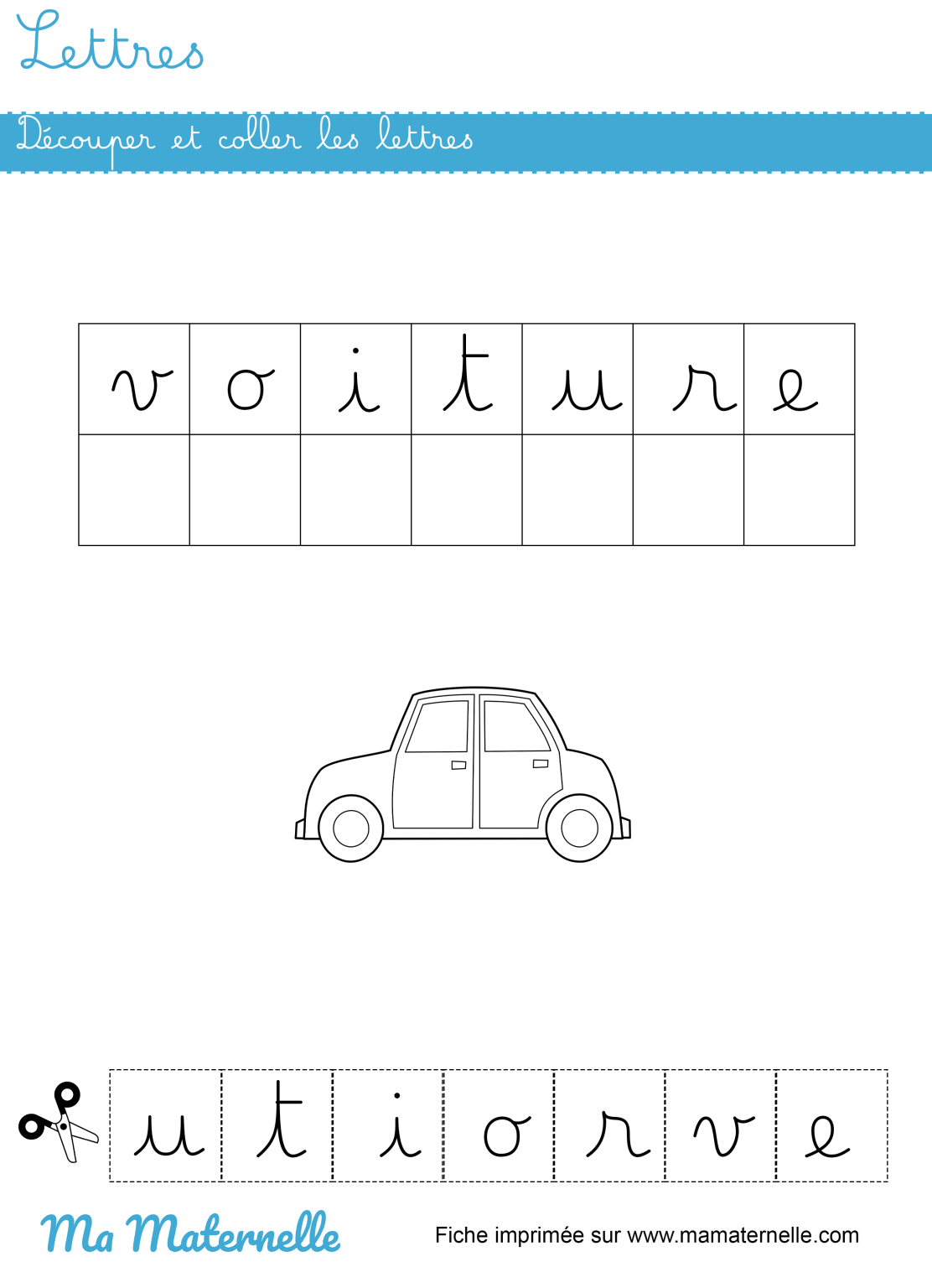 Lettres : découper et coller les lettres - Ma Maternelle