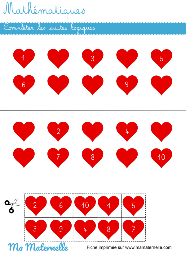 Mathématiques : compléter les suites logiques - Ma Maternelle