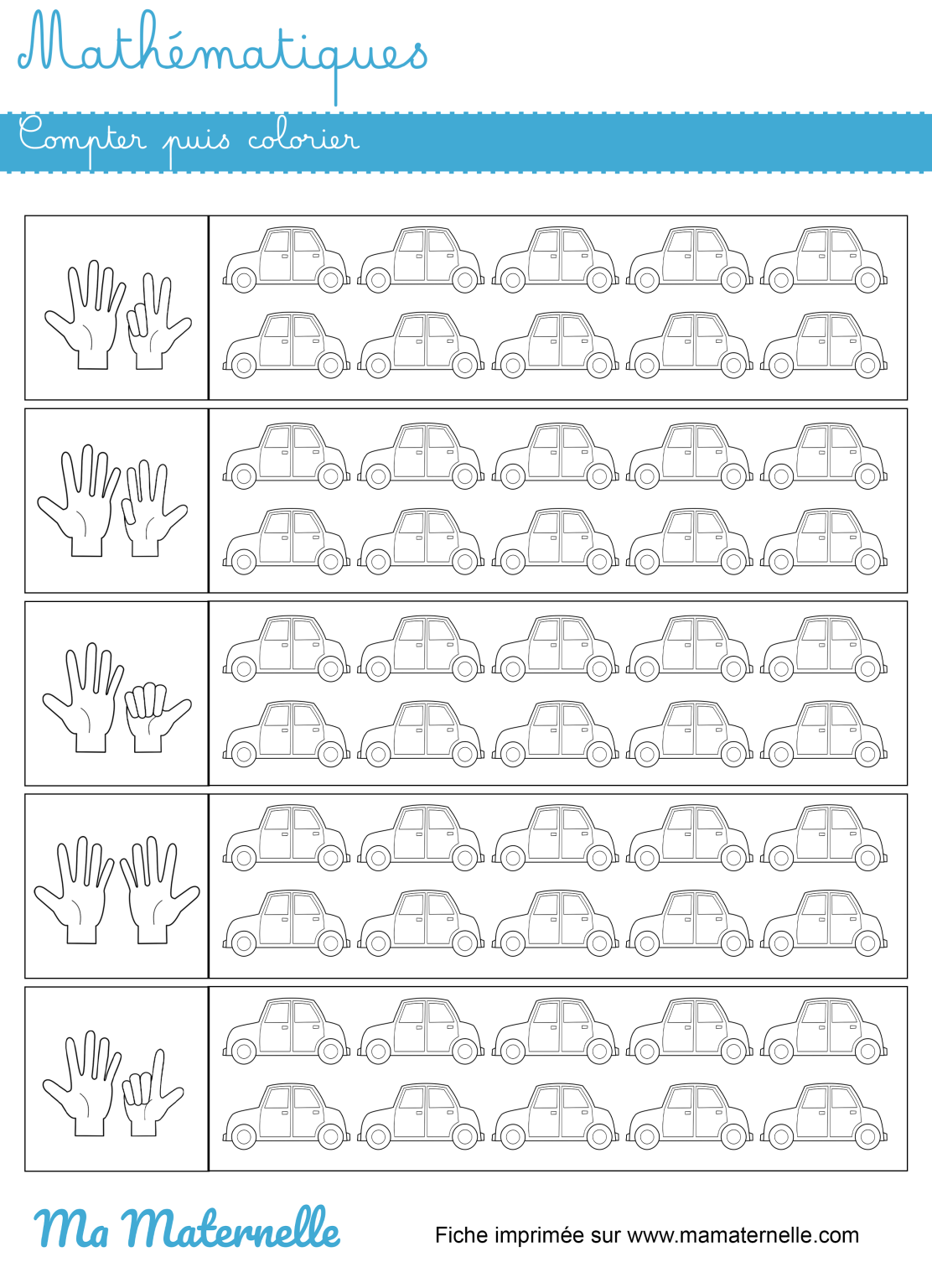 Mathématiques : compter puis colorier - Ma Maternelle