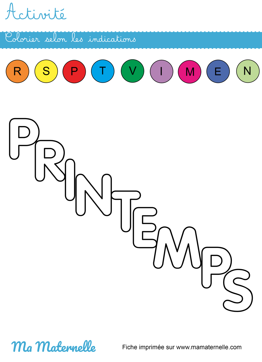 Activité : colorier selon les indications - Ma Maternelle