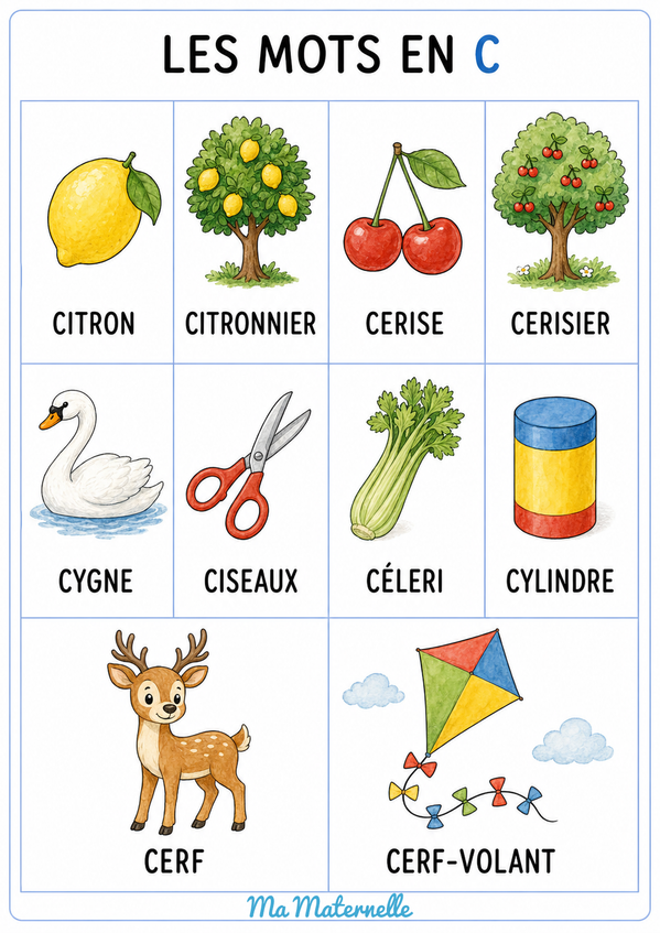 Idées de mots en C - Ma Maternelle